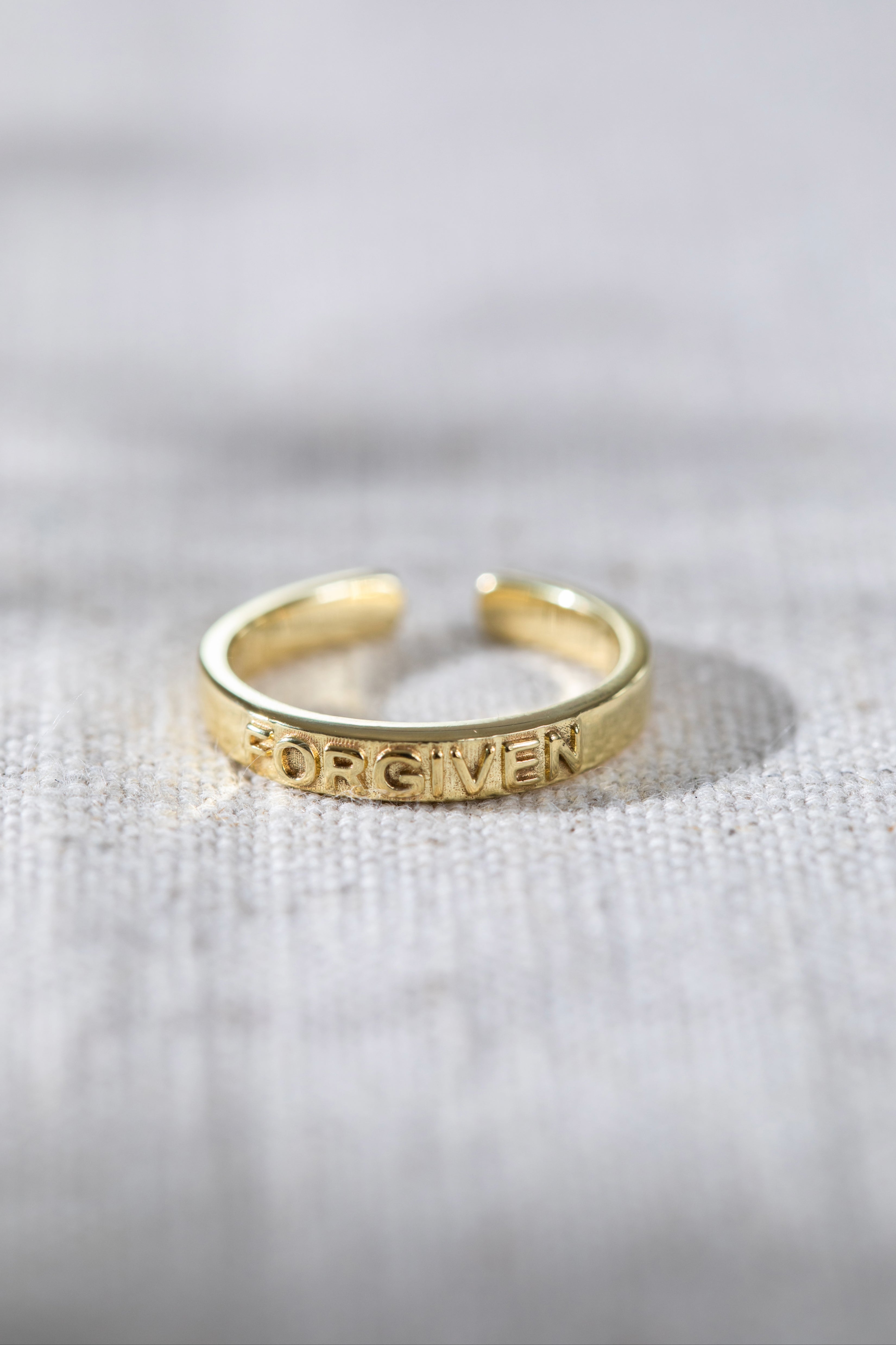 Forgiven Engraved Ring Gold-Faith Inspired Christian Jewellery – Khuba ...